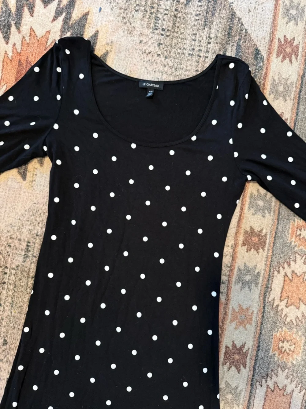 le chateau | Dresses | Le Chateau Black Polka Dot Scoopneck Sheath ...